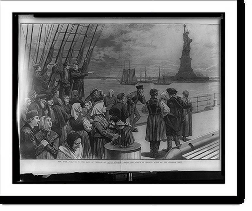 Historic Print, New York - Welcome to the land of freedom - An ocean ...
