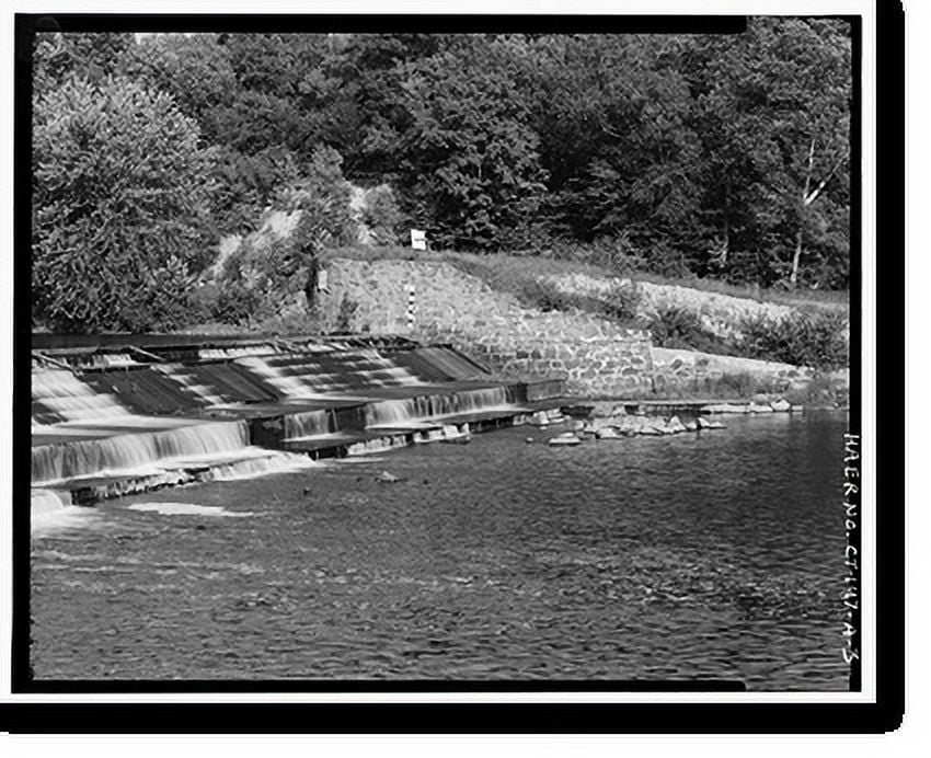Historic Print, Norwich Water Power Company, Dam, West bank of ...