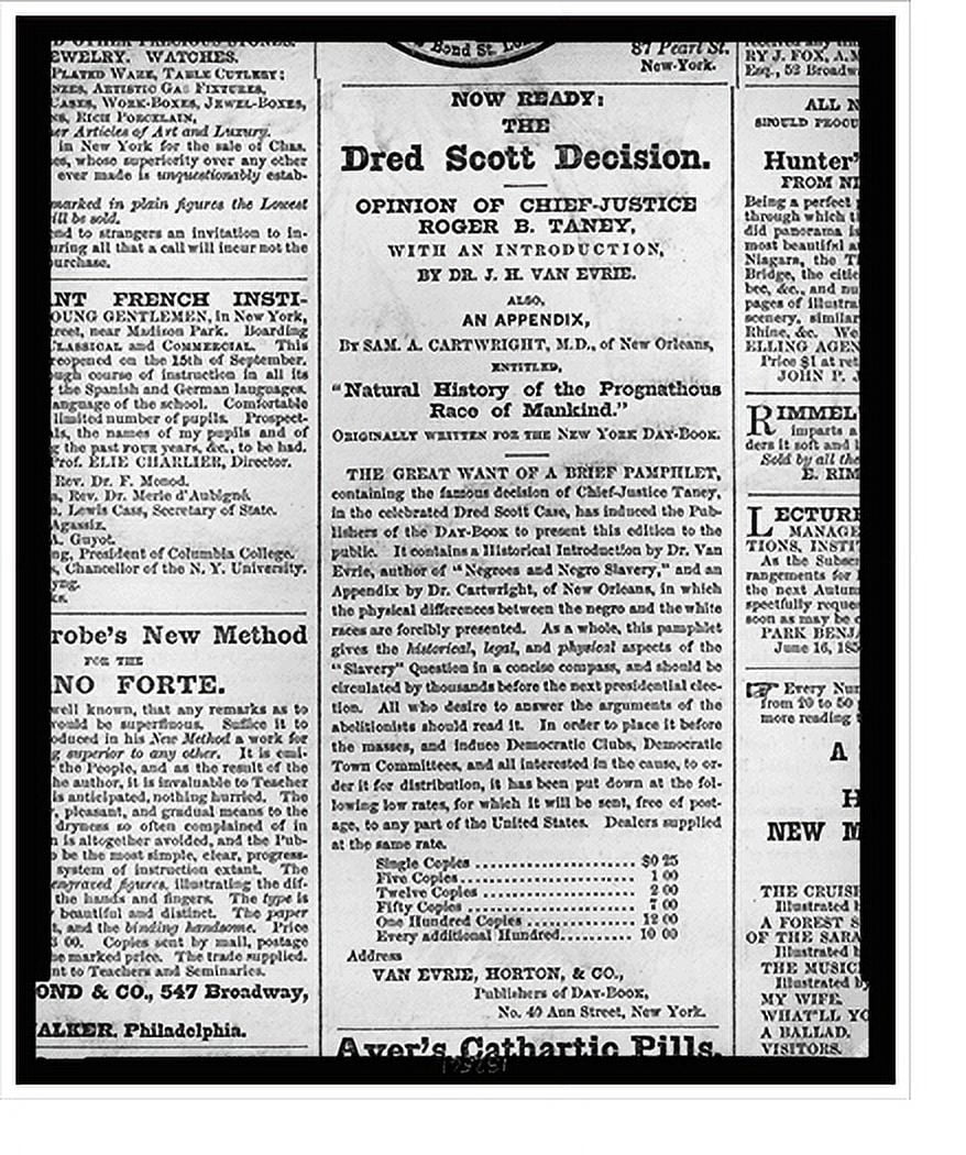 Historic Print, Now ready: the Dred Scott decision. Opinion of Chief ...