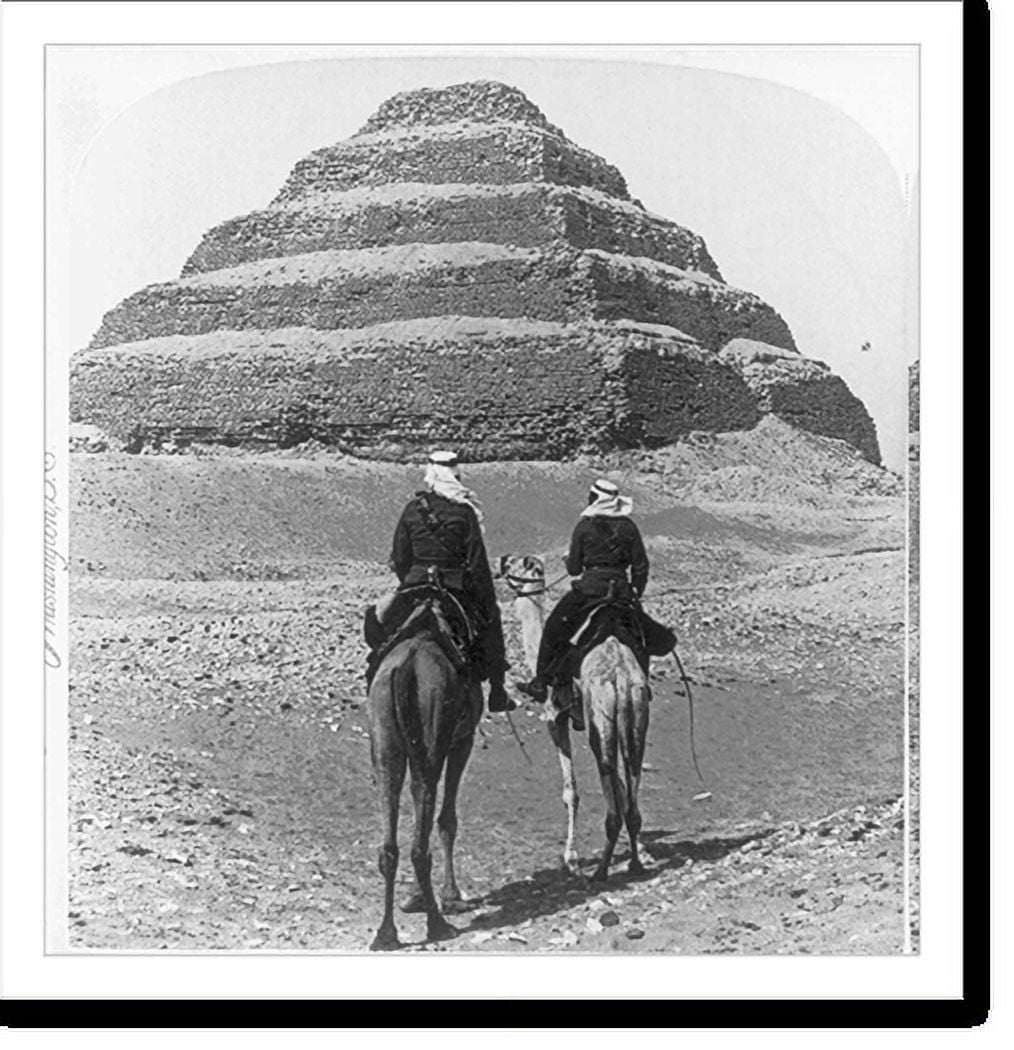 Historic Print, Nubian soldiers passing the Step Pyramid, Libyan Desert ...