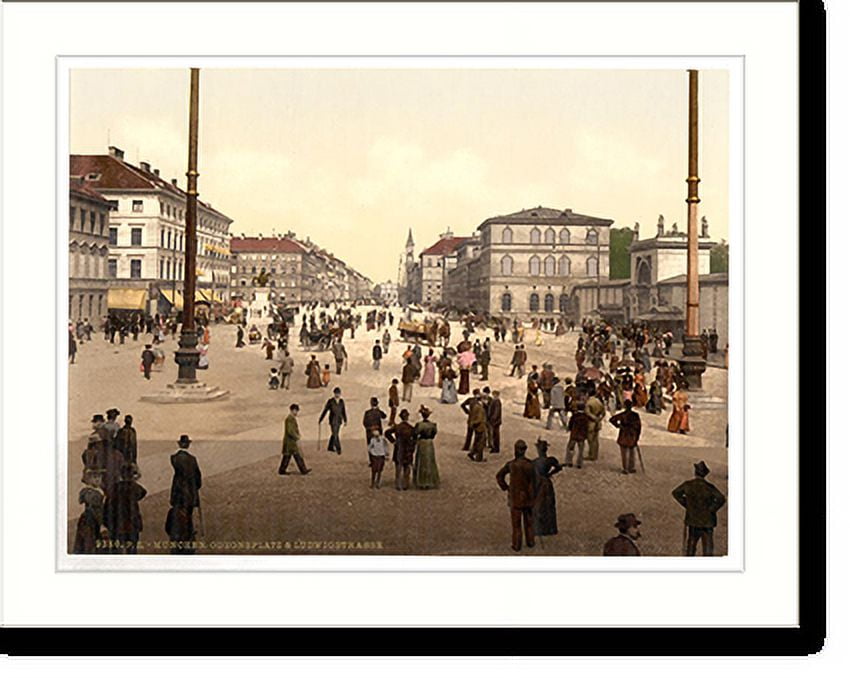 Historic Print, Odeonplatz (i.e. Odensplatz)and Ludwigstrasse Munich ...