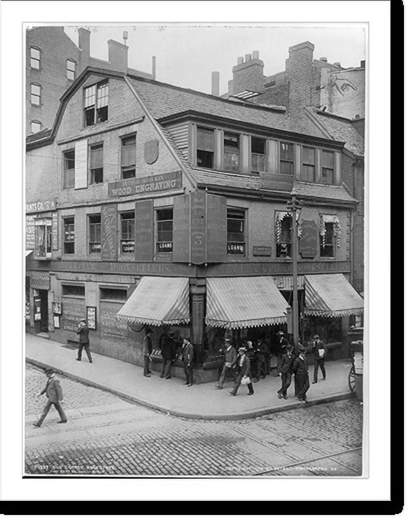 Historic Print, Old Corner Bookstore, first brick building in Boston ...