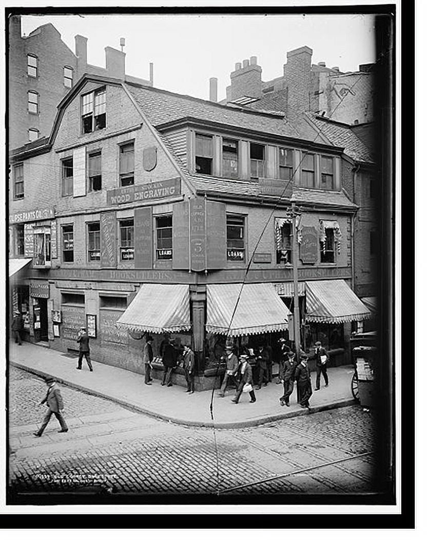 Historic Print, Old Corner Bookstore, first brick building in Boston ...