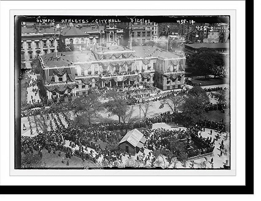 Historic Print, Olympic Athletes Reception, crowd at City Hall, New ...