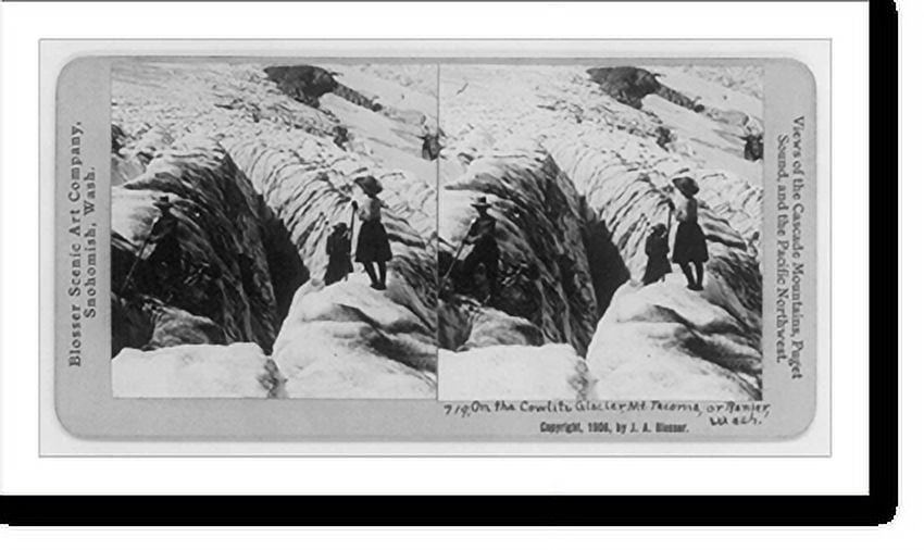 Historic Print, On the Cowlitz Glacier, Mt. Tacoma, or Rainier, Wash ...