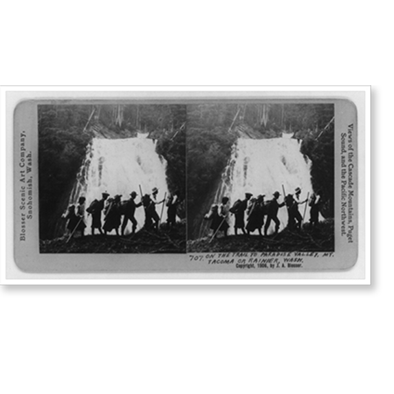 Historic Print, On the trail to Paradise Valley Mt. Tacoma or Rainier ...