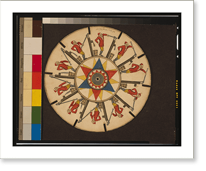 Historic Print, [Optical illusion disc with man pumping water], 18" x ...