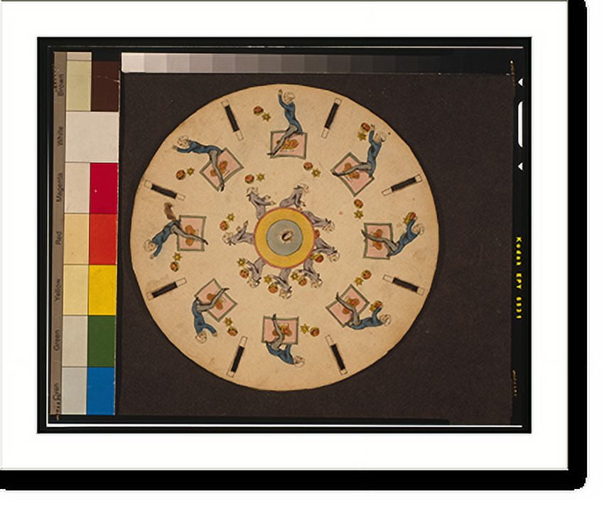 Historic Print, [Optical illusion disc with two men throwing and ...