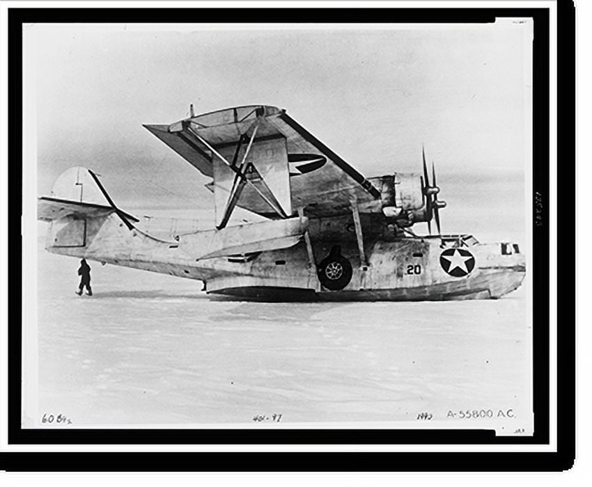 Historic Print, PBY after landing on ice cap, Greenland during rescue ...