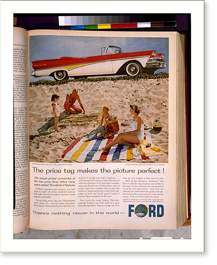 Historic Print, [Page of advertisement for Ford automobiles, showing a ...