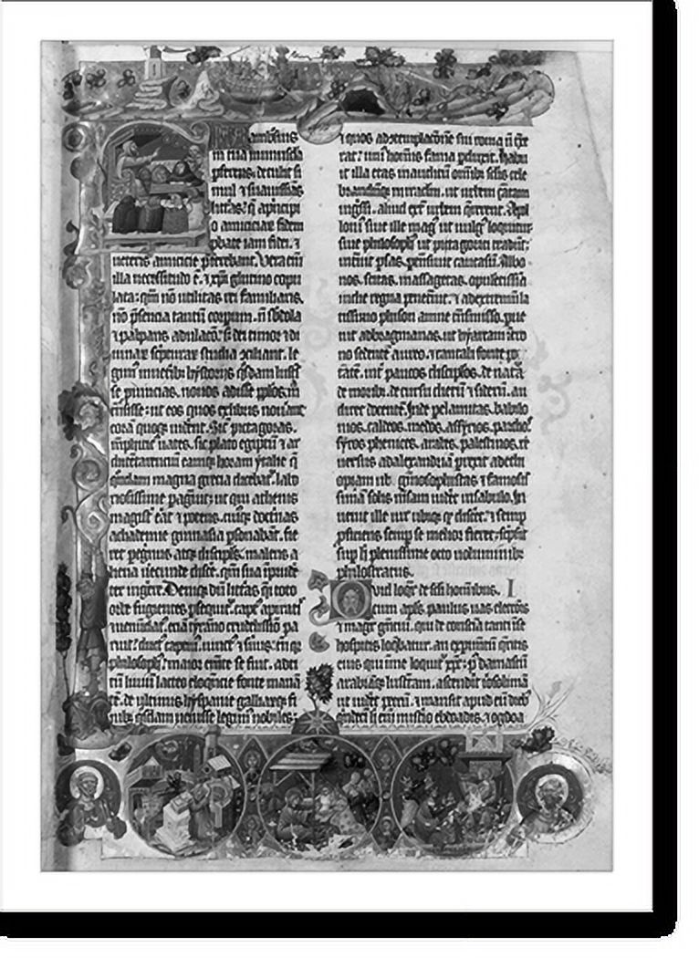 Historic Print, [Page of medieval Bible with various border ...