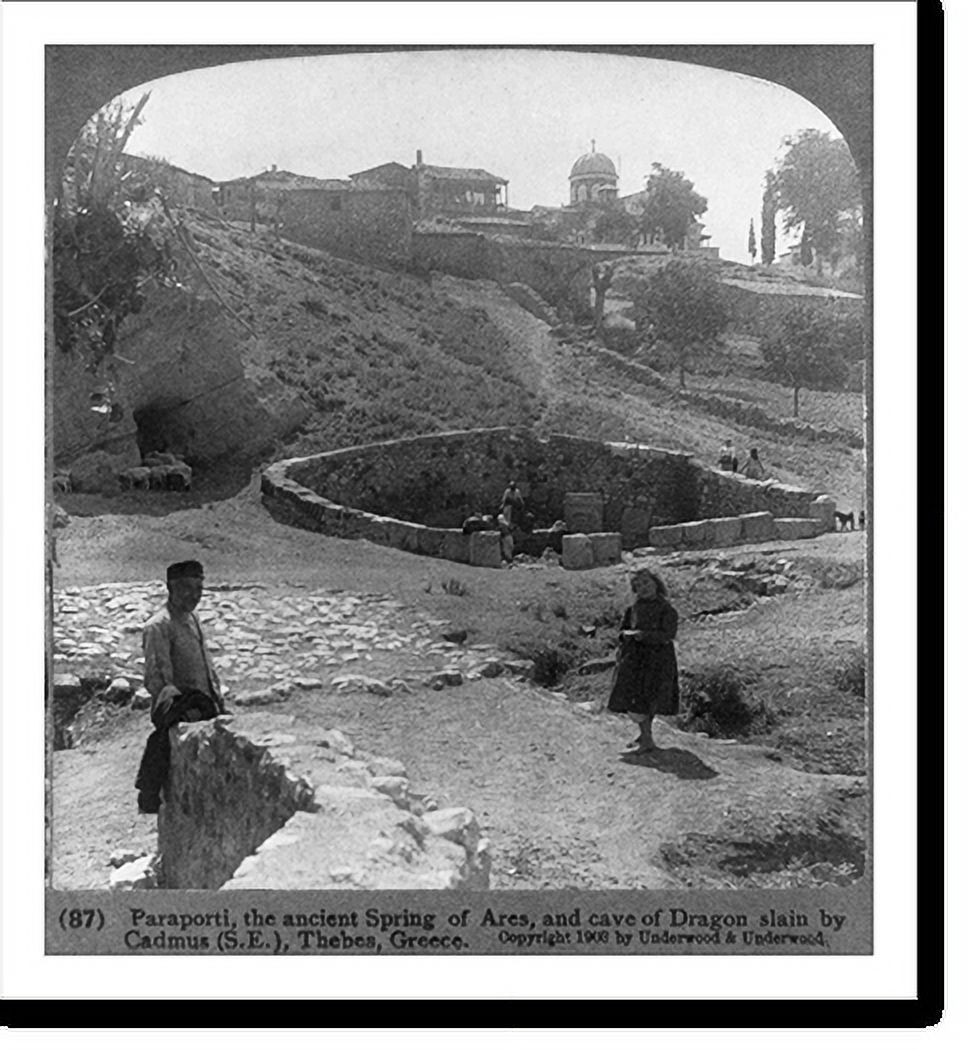 Historic Print, Paraporti, the ancient spring of Ares, and cave of ...