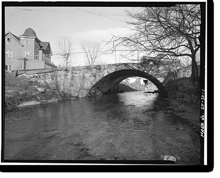 Historic Print, Patch Street Bridge, Spanning Kohanza Brook on Patch Street, Danbury, Fairfield ...