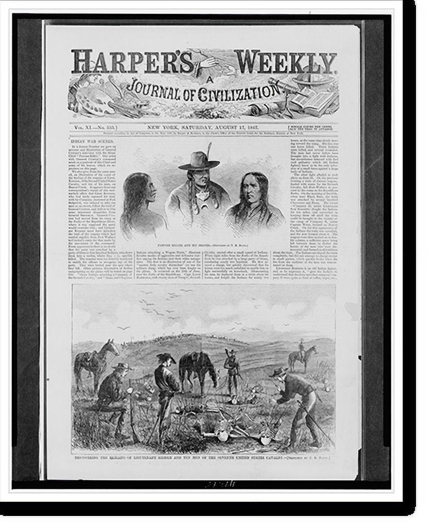 Historic Print, Pawnee Killer and his braves Discovering the remains of ...