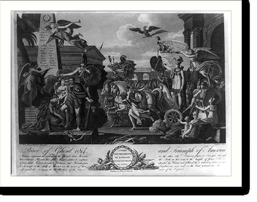 Historic Print, Peace of Ghent 1814 and triumph of America.Mme. Plantou ...