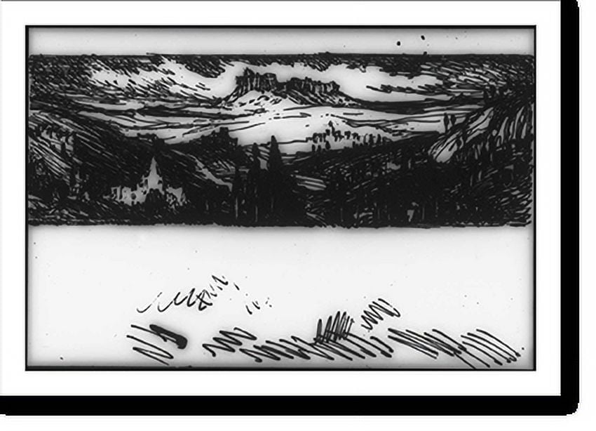 Historic Print, Pen and ink landscape drawing by Pennell, 16" x 20 ...