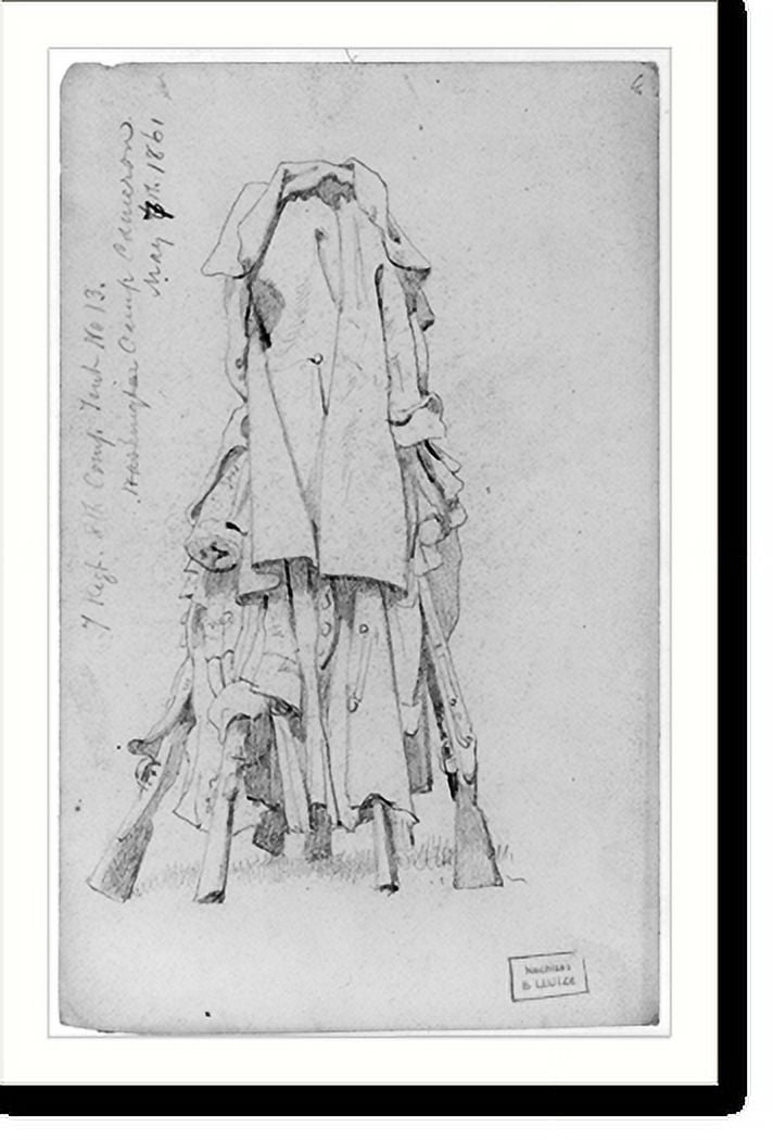 Historic Print, [Pencil sketch by Emanuel Leutze: (stack of muskets ...