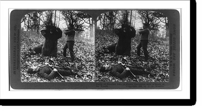 Historic Print, Perils of frontier life - a fierce encounter with a ...