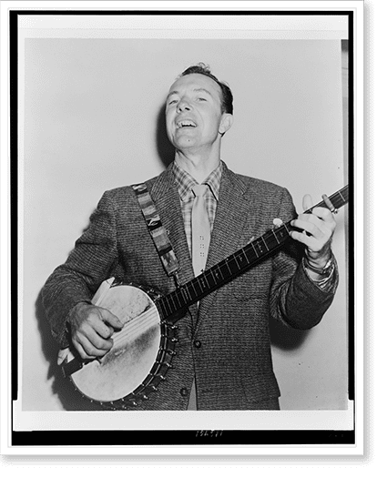 Historic Print, [Pete Seeger, half-length portrait, singing while ...