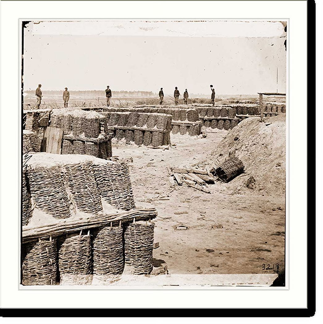 Historic Print, Petersburg Virginia. Gabioned parapet of Fort Hell ...