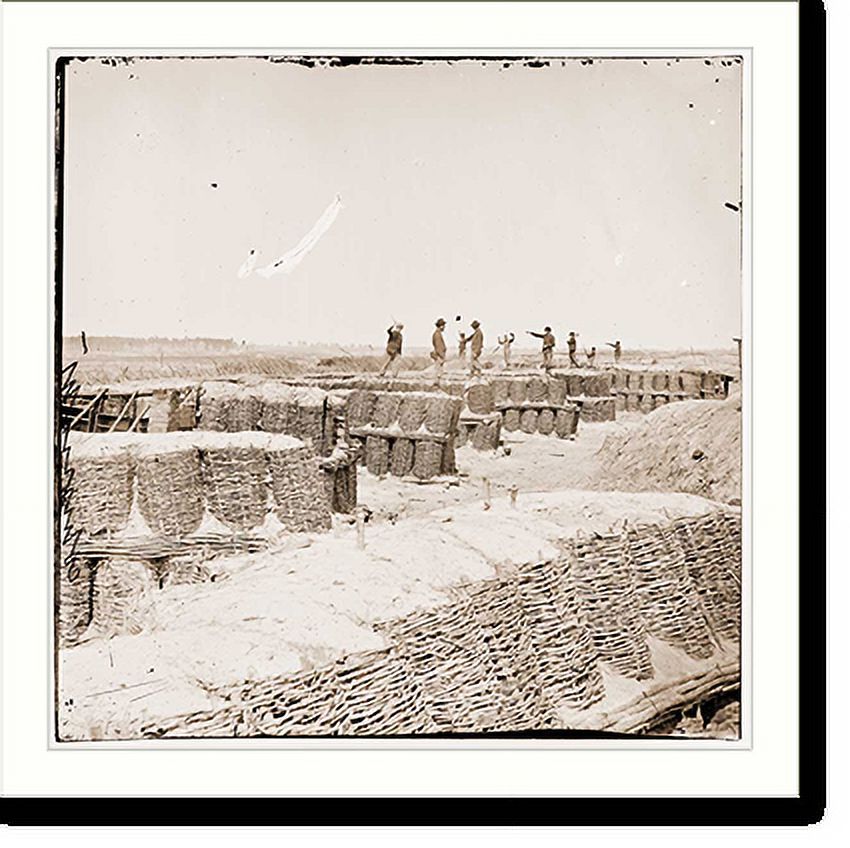 Historic Print, Petersburg Virginia. Gabioned parapet of Fort Hell ...