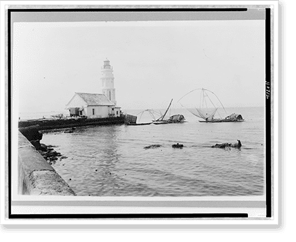Historic Print, Philippines. Manila. Modern lighthouse at the mouth of ...
