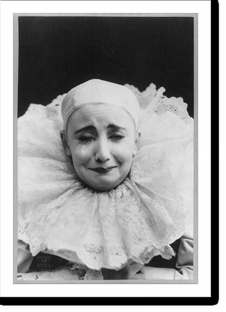 Historic Print, Pilar Morin as clown/mime: head and shoulders, facing ...
