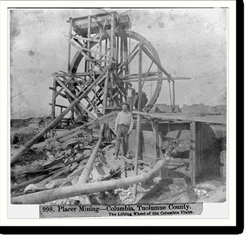 Historic Print, Placer Mining. Columbia, Tuolumne County - The lifting ...