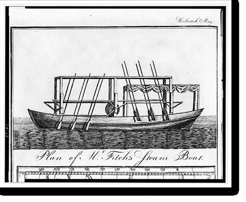 Historic Print, Plan of Mr. Fitch's steam boat, 18" x 24" - Walmart.com