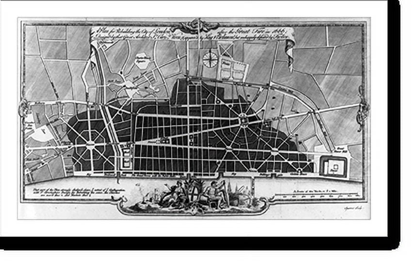 Historic Print, A Plan for rebuilding the City of London after the ...