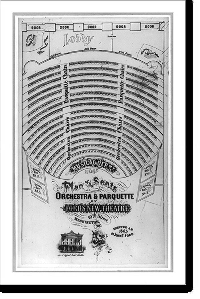 Historic Print, Plan of the seats in orchestra and parquette of Ford's ...