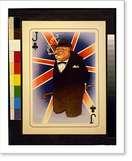 Historic Print, [Playing card, Jack of clubs, showing Winston Churchill ...