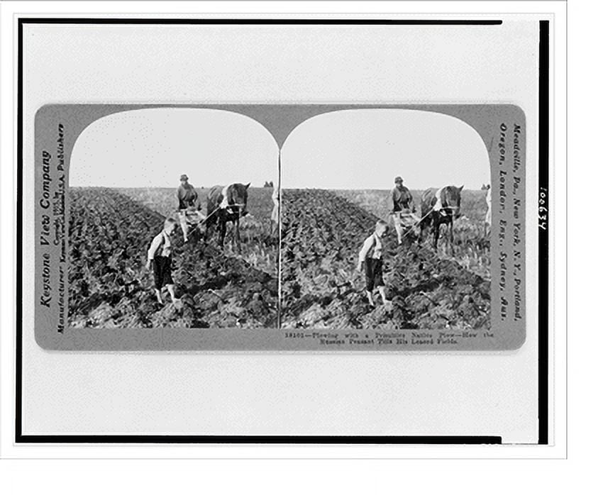 Historic Print, Plowing with a primitive native plow. how the Russian ...