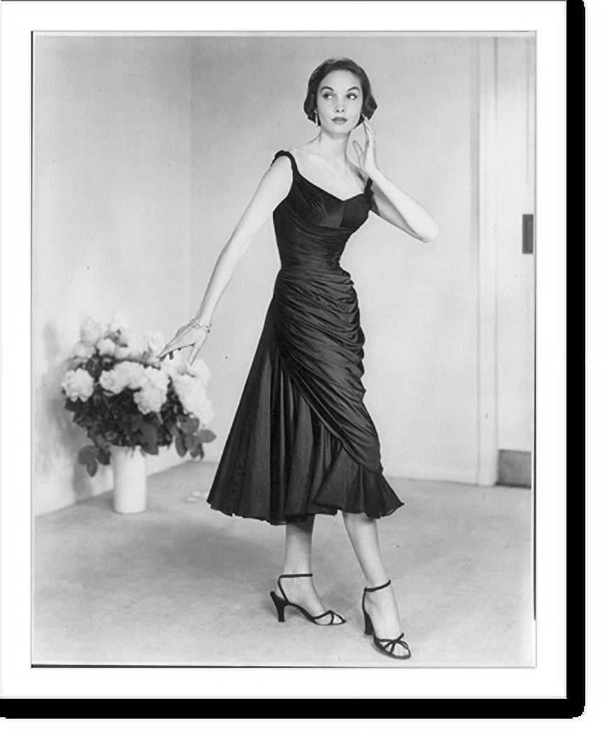 Historic Print, Polonaise. draped for Fall 1954. French silk chiffon ...