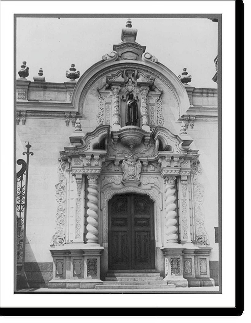 Historic Print, Portada [facade] of Iglesia de Sta. Rosa, Lima, Peruu ...