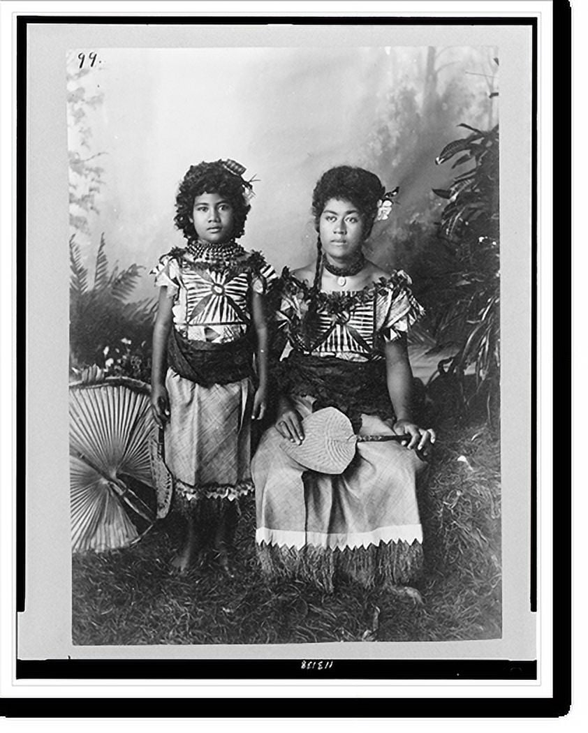 Historic Print, [Portrait of girl and woman, Samoan princesses in ...