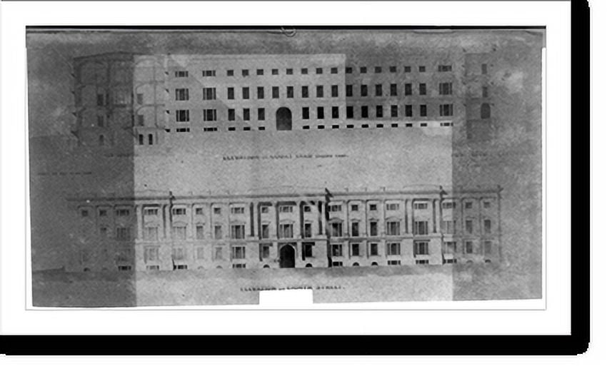 Historic Print, Post Office extension, elevation in courtyard facing ...