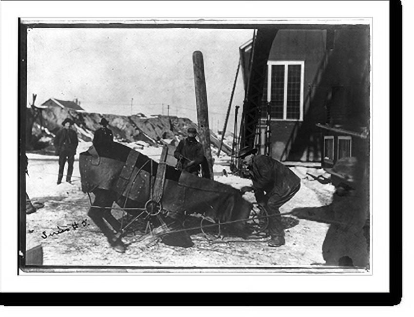 Historic Print, [Preparing a mule for descent down a mine shaft ...