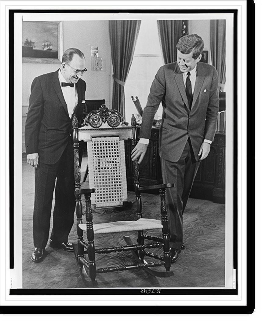 Historic Print, [President John F. Kennedy examines mahogany rocking ...