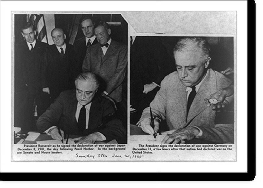 Historic Print, President Roosevelt as he signed the declaration of war ...