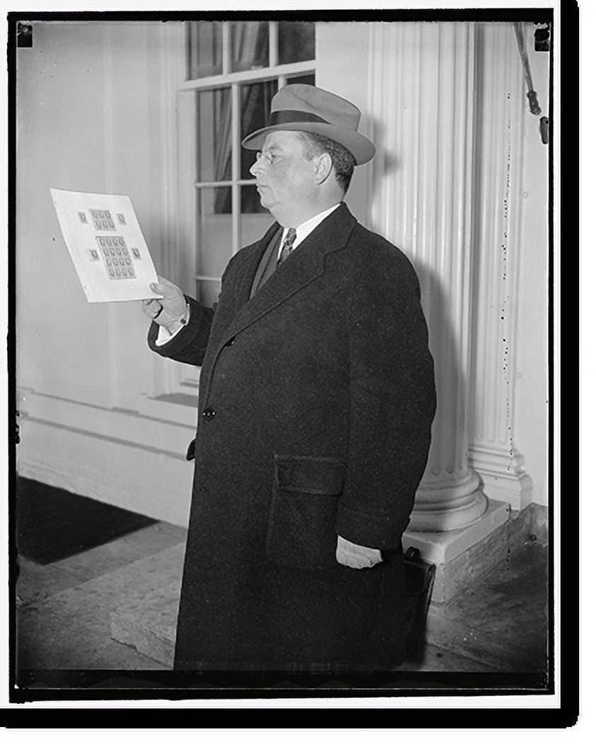 Historic Print, President views rare stamp collection. Washington, D.C ...