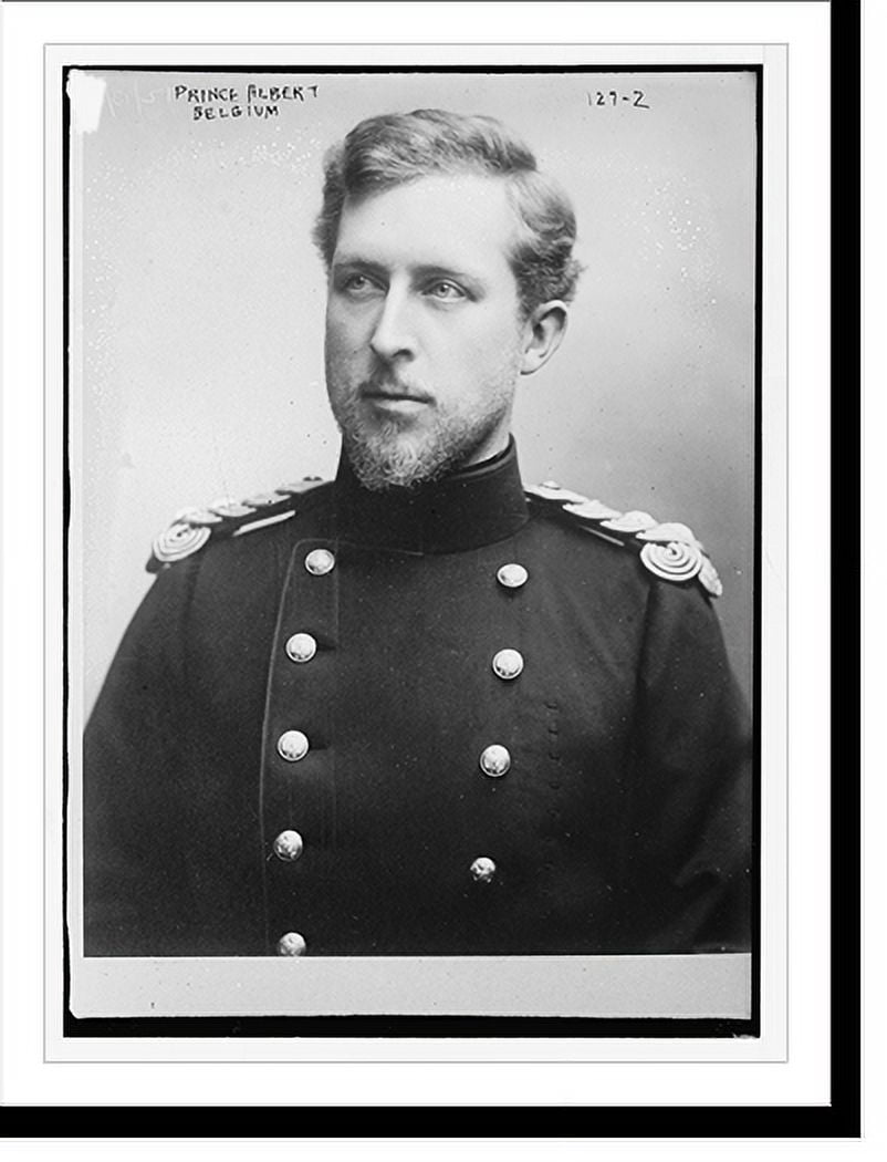 Historic Print, Prince Albert of Belgium, portrait bust, in uniform, 16 ...