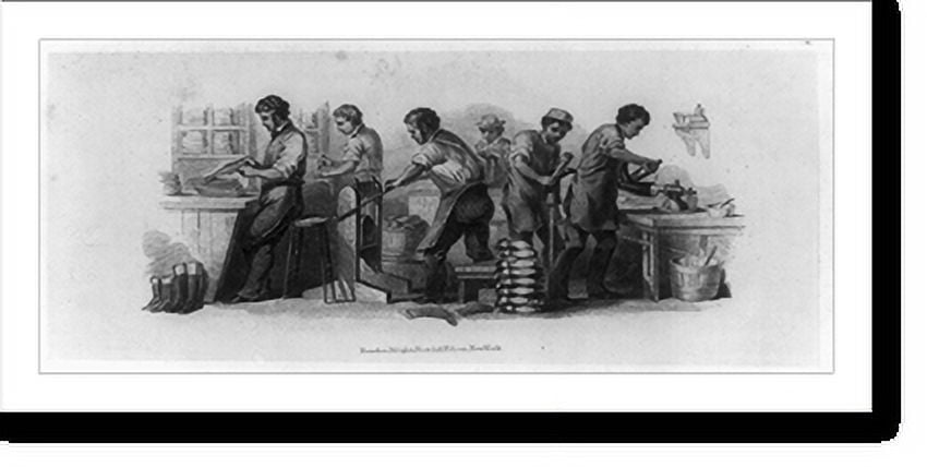 Historic Print, [Proof for bank note vignette showing five men making ...