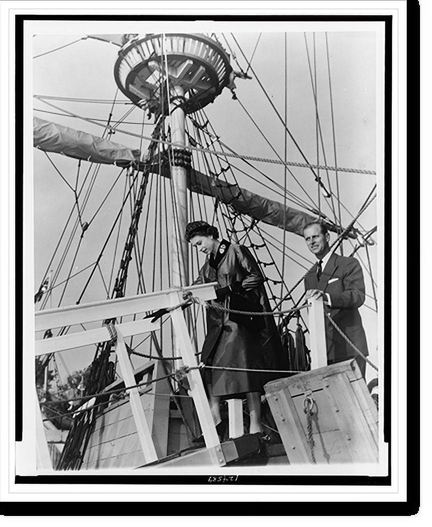 Historic Print, [Queen Elizabeth II and Prince Philip disembark from ...