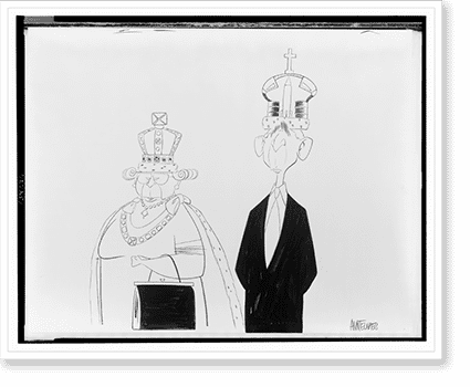 Historic Print, [Queen Elizabeth and King George].Ann Telnaes., 16" x ...