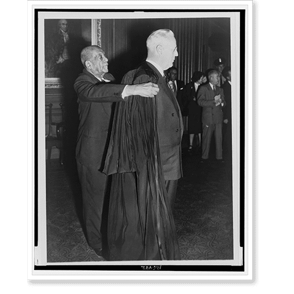 Historic Print, [R.G. Marshall helping Supreme Court Chief Justice Earl ...