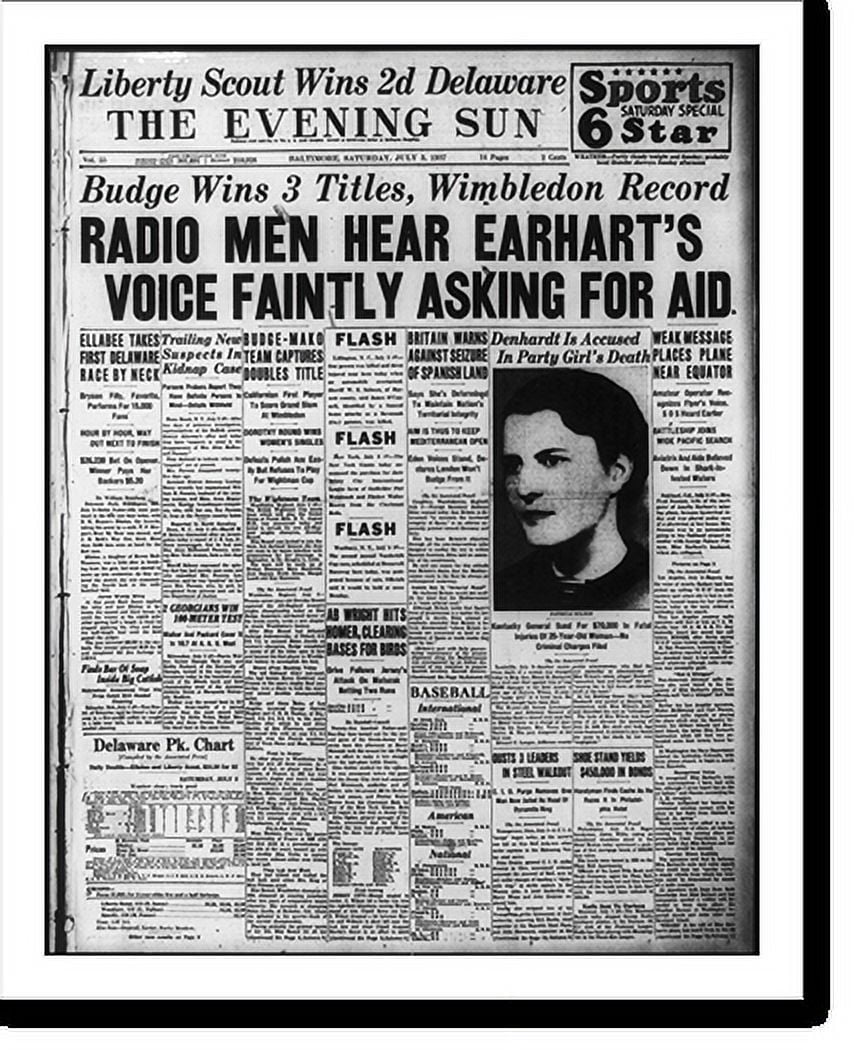 Historic Print, Radio Men Hear Earhart's Voice Faintly Asking for Aid ...
