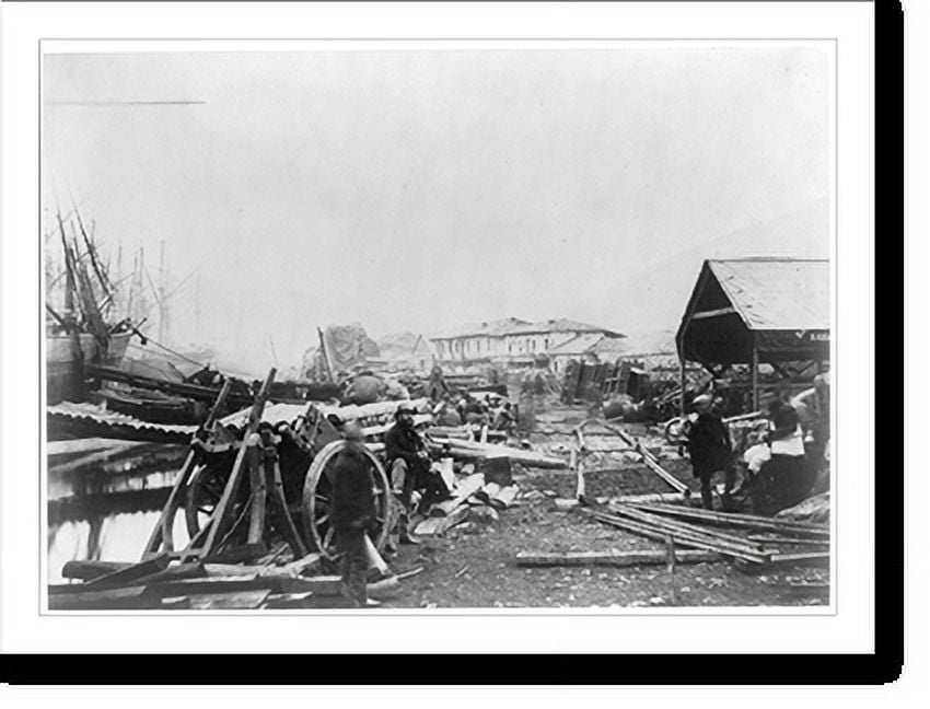 Historic Print, Railway yard, BalaclavaLanding place, railway stores ...