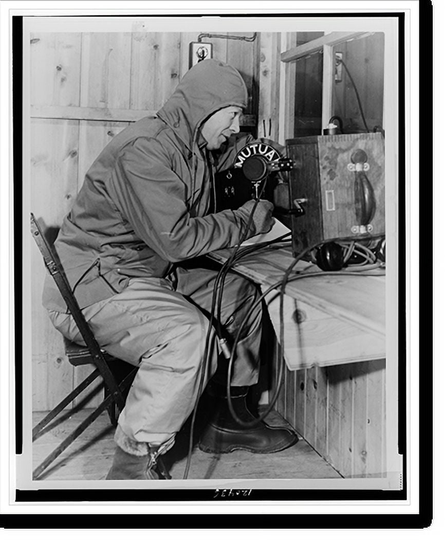 Historic Print, [Red Barber, full-length portrait, seated at microphone ...