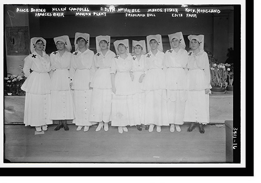 Historic Print, Red Cross volunteers?? Alice Borden, Helen Campbell ...